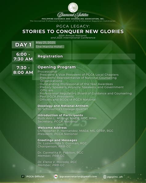 Pgca Official Here Is The Program Of The Pgca 60th Facebook