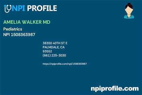 Amelia Walker Md Npi 1508363987 Pediatrics In Palmdale Ca