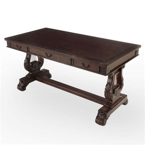 Classical Style Lyre Base Desk Or Library Table Ebth