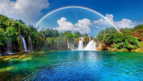 Exotic Place Looking Like Paradise With Waterfalls Crystal Clear Water