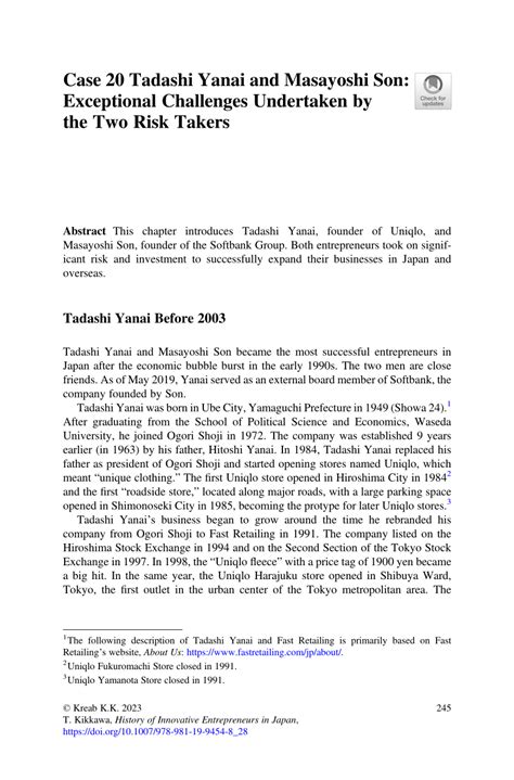 Pdf Case 20 Tadashi Yanai And Masayoshi Son Exceptional Challenges