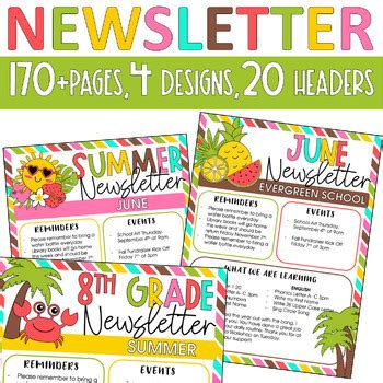 Summer Newsletter Templates Editable May June End Of Year Newsletters