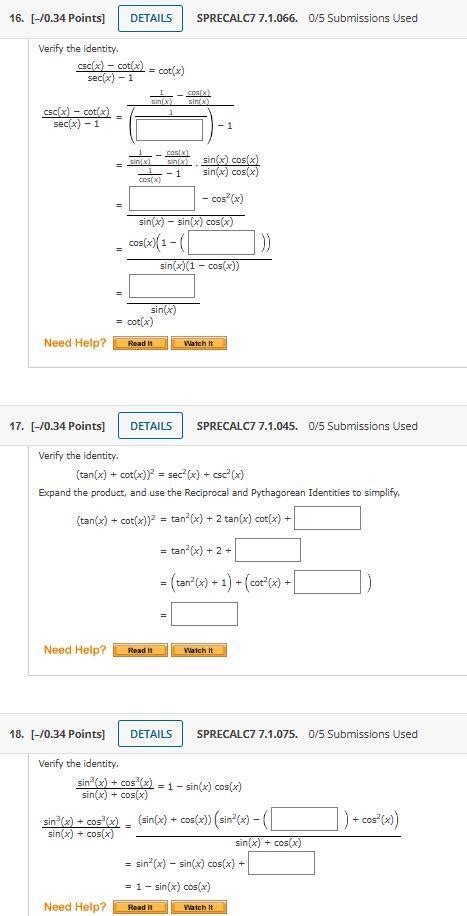 Solved Verify The Identity Chegg