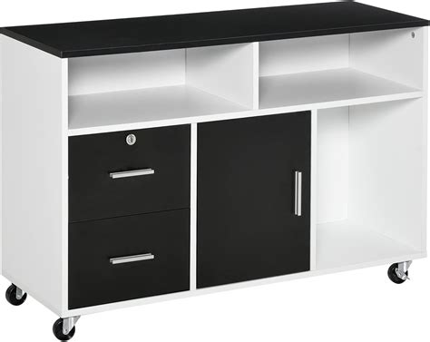 Homcom Mobile Porta Stampante A Rotelle Con 2 Cassetti Chiudibile A