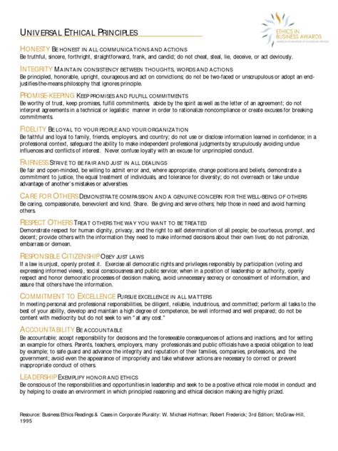Universal Ethical Principles Pdf Leadership
