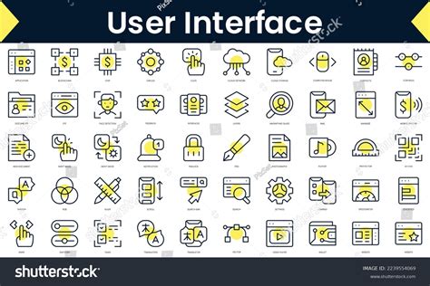 Set Thin Line User Interface Icons Stock Vector Royalty Free 2239554069 Shutterstock