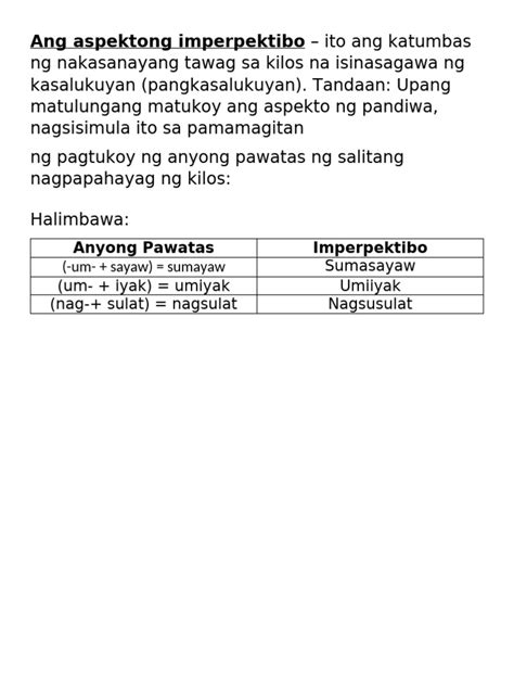 Ang Aspektong Imperpektibo Pdf