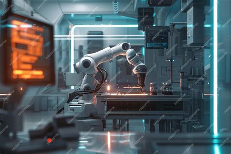 Aipowered Robot Analyzing Data Streams In A Futuri Premium Ai Generated Image