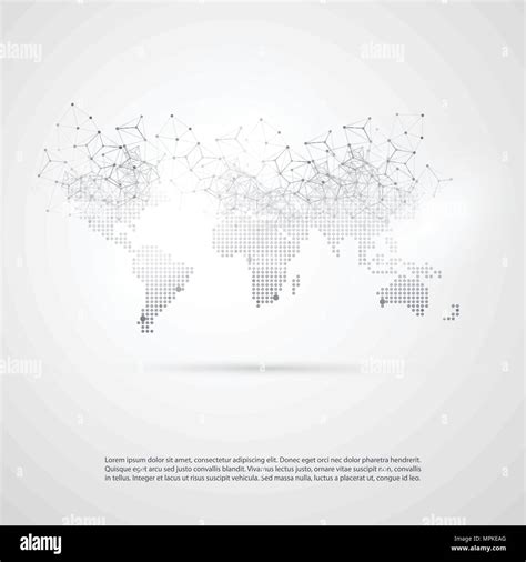 Cloud Computing And Networks With World Map Abstract Global Digital Network Connections