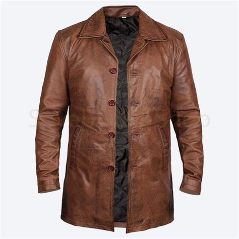 Short Leather Trench Coat For Men