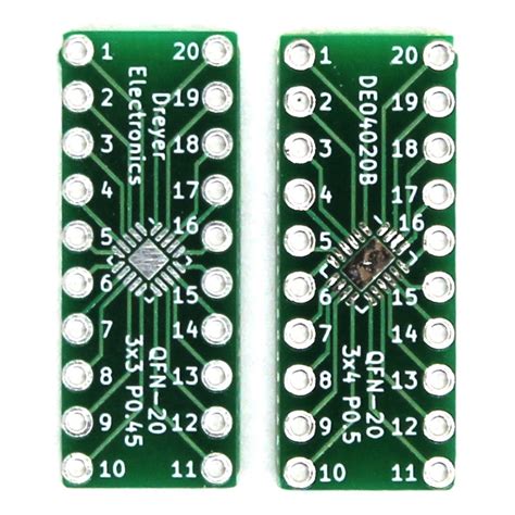 20 Pin Qfn To Dip Breakout Board Front B 3x3mm P 0 45mm Back