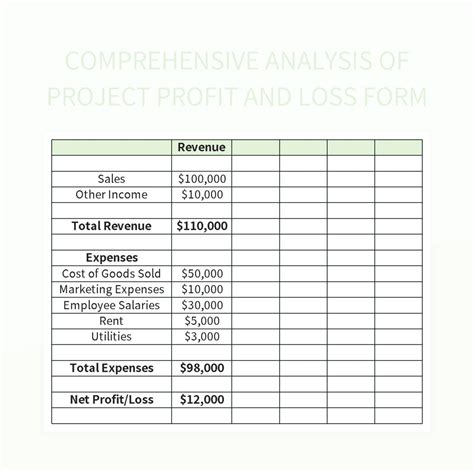 Comprehensive Analysis Of Project Profit And Loss Form Excel Template