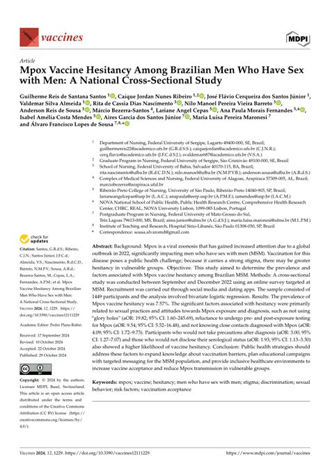Pdf Mpox Vaccine Hesitancy Among Brazilian Men Who Have Sex With Men