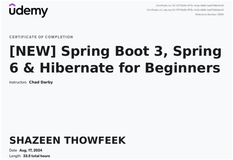 Shazeen Thowfeek On Linkedin Springboot Java Hibernate Apis Security Udemy Learningjourney