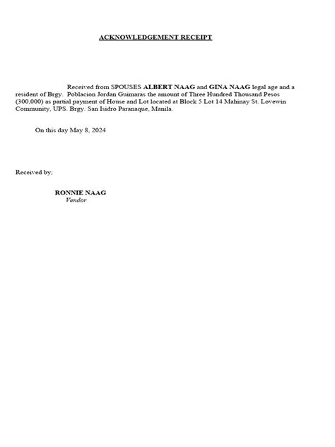 Acknowledgement Receipt Pdf Law