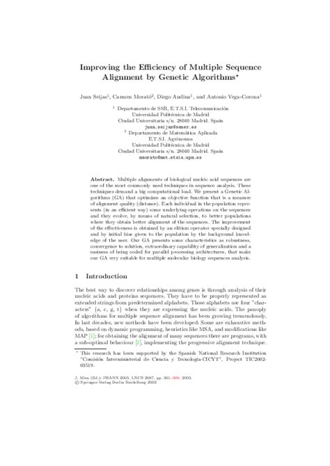 Pdf Improving The Efficiency Of Multiple Sequence Alignment By