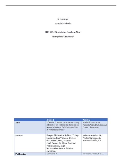 6 1 Journal Article Methods Ihp 525 Biostatistics South Thesis