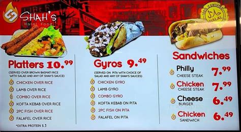 Menu Of Shahs Halal Food In West Sacramento Ca 95691