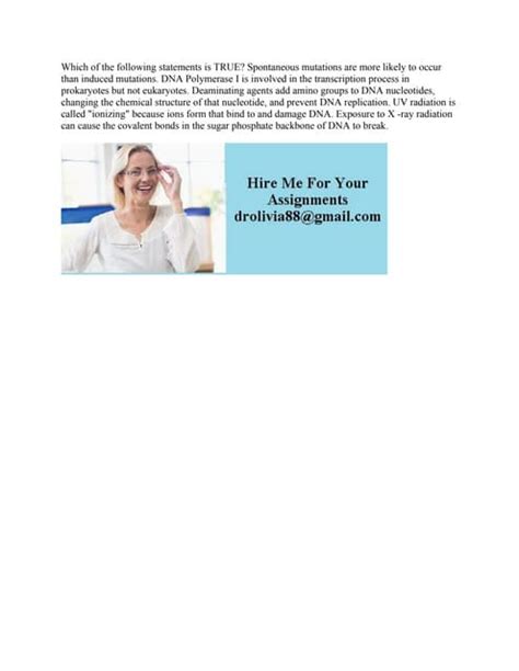 Which Of The Following Statements Is True Spontaneous Mutations Are M Pdf