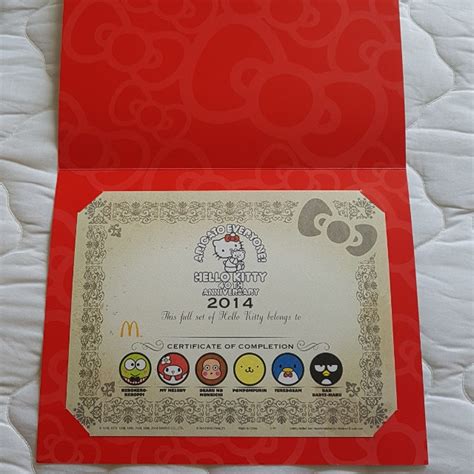 Hello Kitty 40th Anniversary Certificate Folio From Mcd Hobbies And Toys Books And Magazines