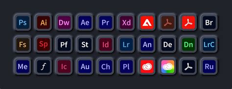 Adobe Products Logotype Set Of Adobe Apps Illustrator Creative Cloud After Effects Premiere