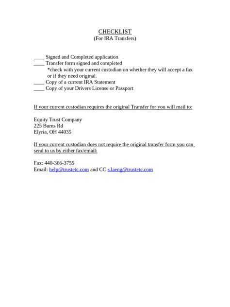 Transfer Checklist Pdf