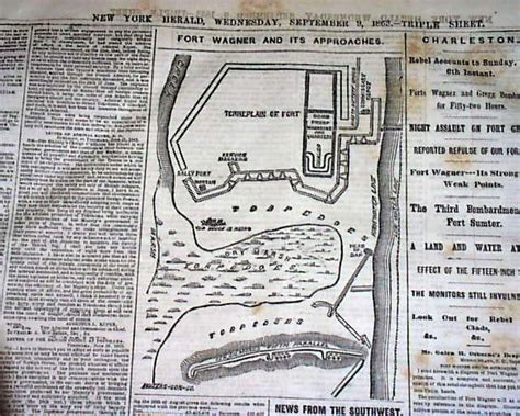 Fort Wagner Charleston Sc 1863 Civil War Map