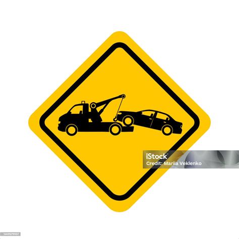 Tow Truck Yellow Road Sign Stock Illustration Download Image Now No Parking Sign Tow Truck