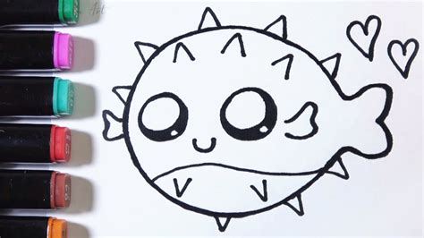 How To Draw A Cartoon Puffer Fish Pufferfish Free Stock Vectors