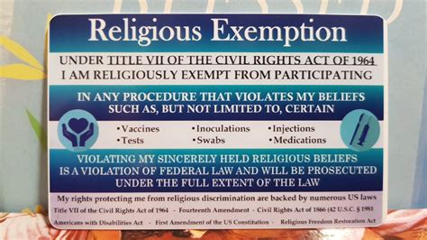 Religious Exemption Card Exemption Cards
