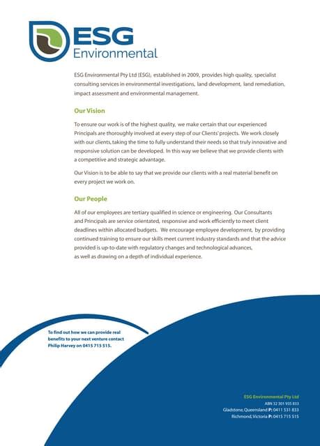 Esg Capability Statement Pdf