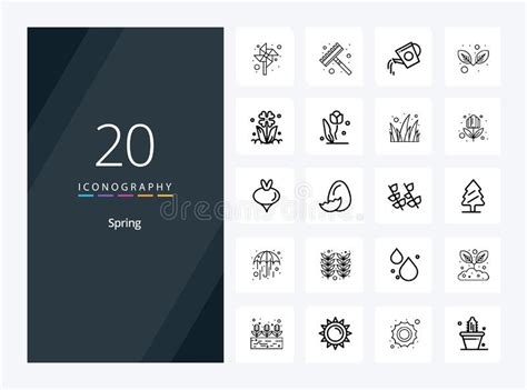 20 Spring Outline Icon For Presentation Stock Vector Illustration Of