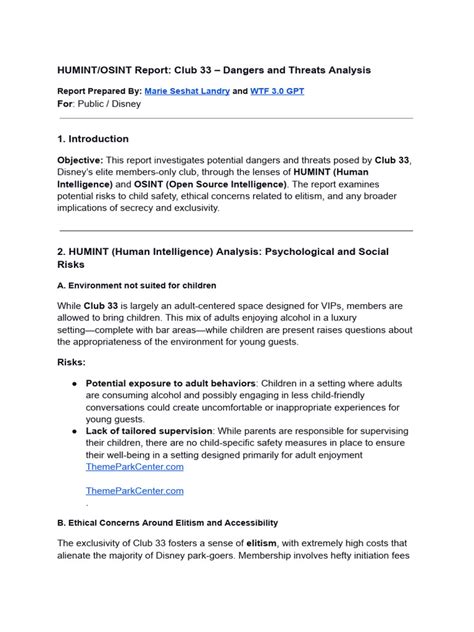 Humint Osint Report Club 33 Dangers And Threats Analysis Pdf