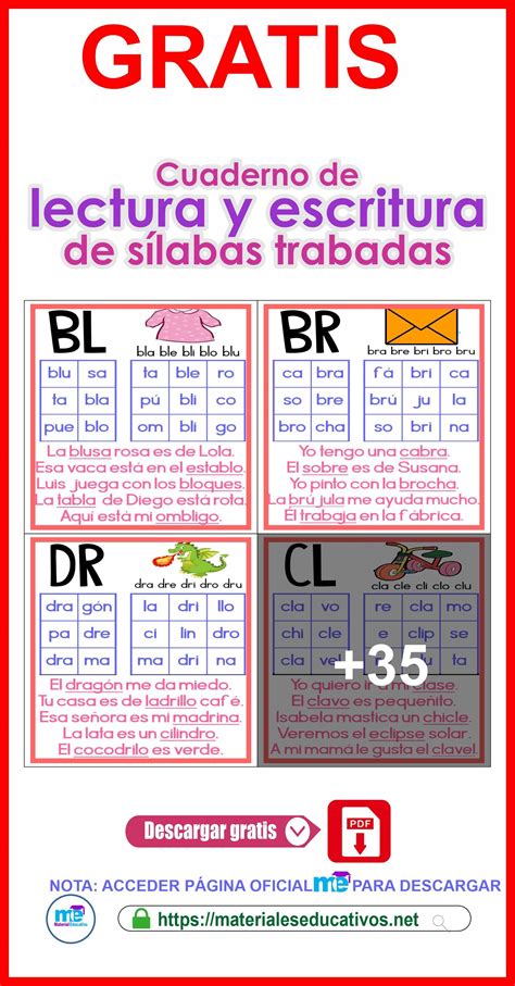 Lectura Corta Con Silabas Trabadas Actividades