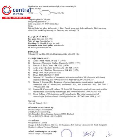 Thuốc Transamin Tab500mg Có Tác Dụng Cầm Máu Hiệu Quả