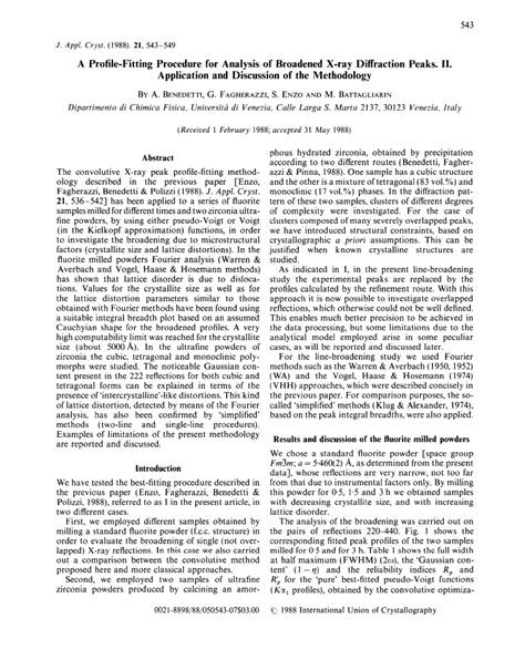 Pdf A Profile Fitting Procedure For Analysis Of Broadened X Ray