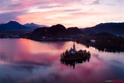 Aerial View Of Lake Bled At Sunrise Slovenia Royalty Free Image