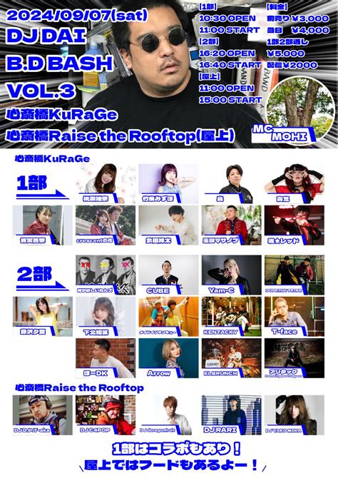 Dj Dai B D Bash Vol 3 心斎橋kurage│心斎橋のライブハウス│イベント会場