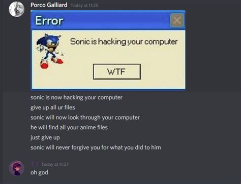 Sonic Is Now Hacking Your Computer He Has All Your Anime Girl Files R Waitwhat