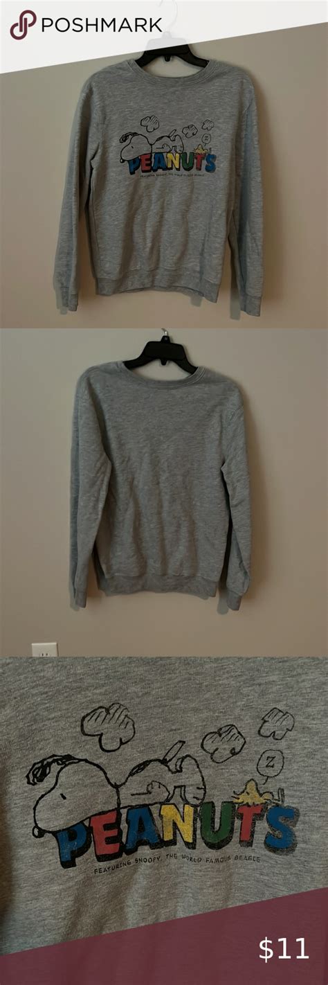 Peanuts Crew Neck Long Sleeve Tshirt Men Fashion Logo Tops