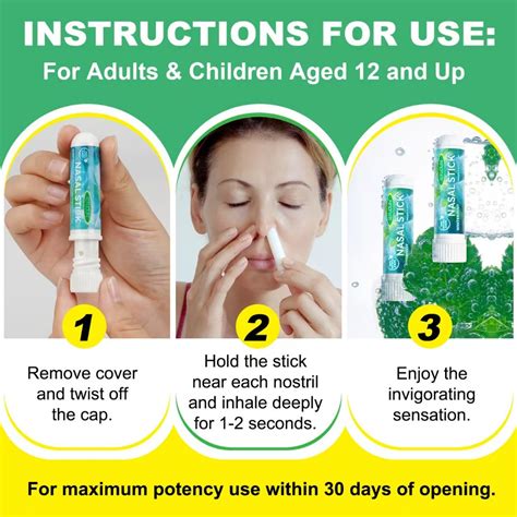 4 Pacote De Bastão Nasal Inalador Portátil Com Hortelã Natural Para