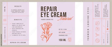 Abstract Botanical Vector Cosmetics Printable Label Design Template For