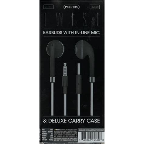 Sentry Twist Earbuds Inline Mic 3 5mm Aux Connector And Carrying Case