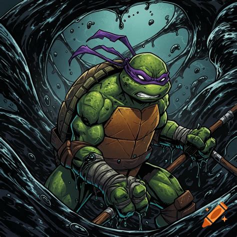 Donatello The Teenage Mutant Ninja Turtle With A Purple Mask And