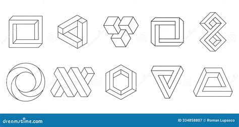 Optical Illusion Unreal Geometric Elements Impossible Abstract Linear