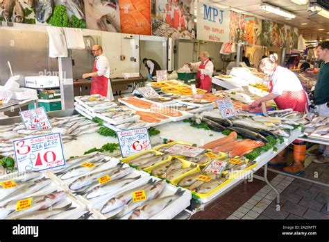 Fish Stalls In Bolton Market Bolton Greater Manchester England
