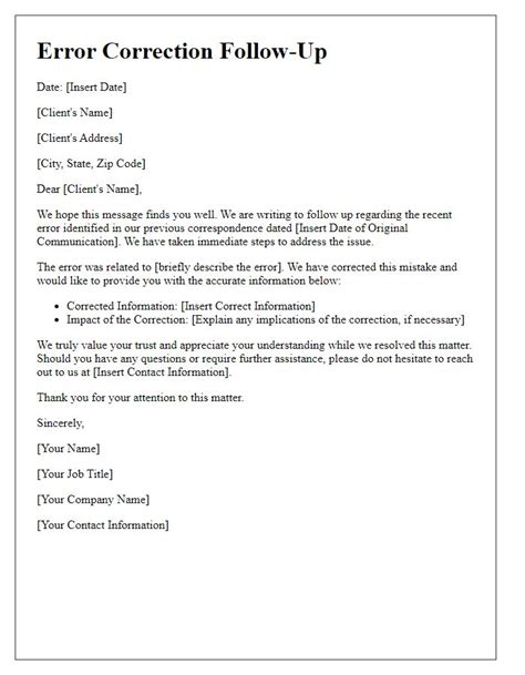 Letter Template For Error Correction Follow Up Letters Free Samples In Pdf Letterin
