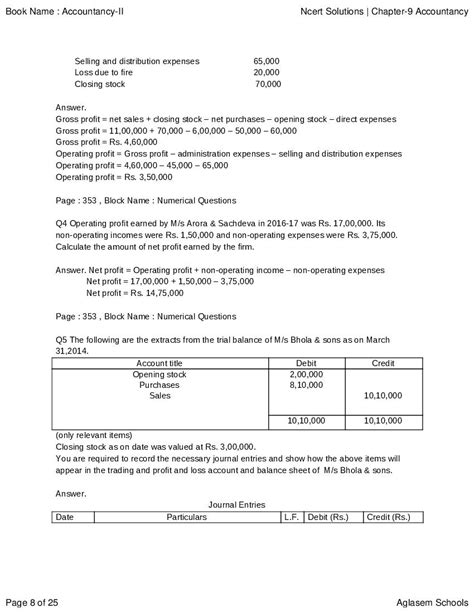 Ncert Solutions For Class 11 Accountancy Chapter 8 Financial Statements