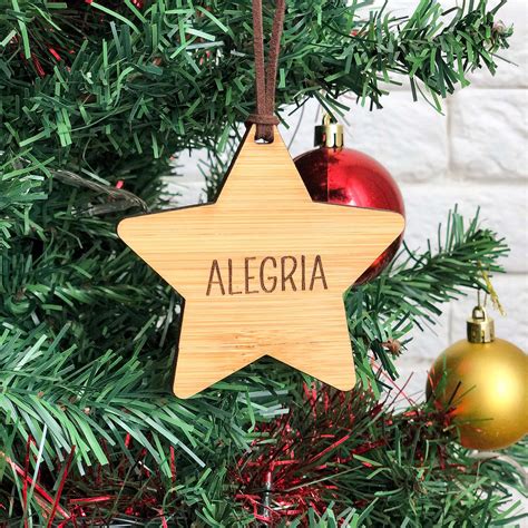 Kit 6 Enfeites Para Árvore De Natal Personalizados Em Bambu Home Ts