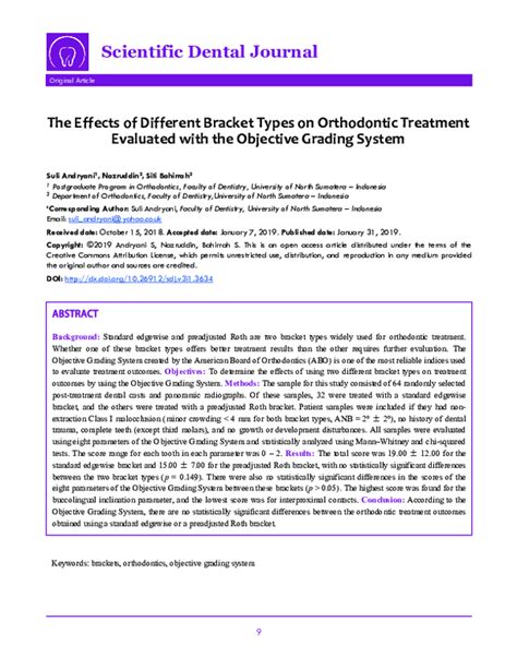 Pdf The Effects Of Different Bracket Types On Orthodontic Treatment